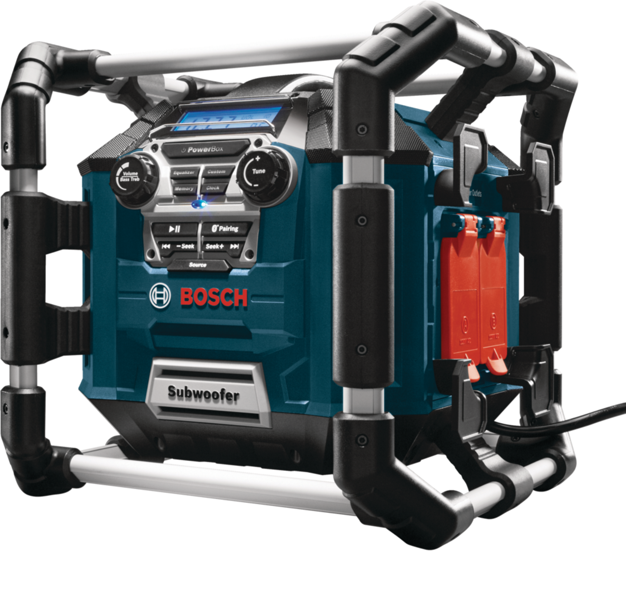 Bosch Job Site Radio - w/ Subwoofer, Battery Charger Station, 4 Plug O ...