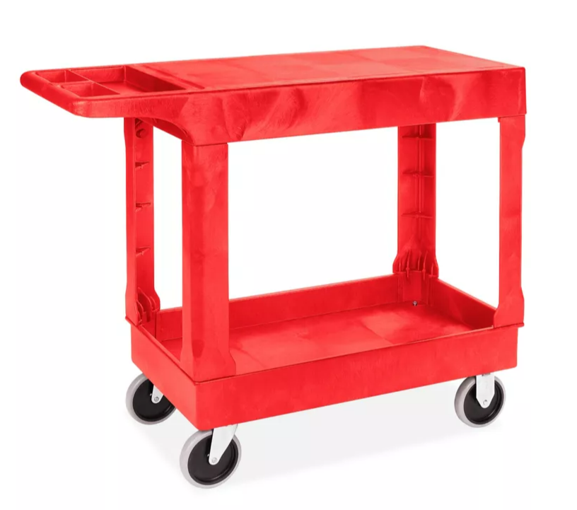 Uline Flat Shelf Utility Cart - Narrow, 38 x 17 x 33", Red – Cowboy Tools