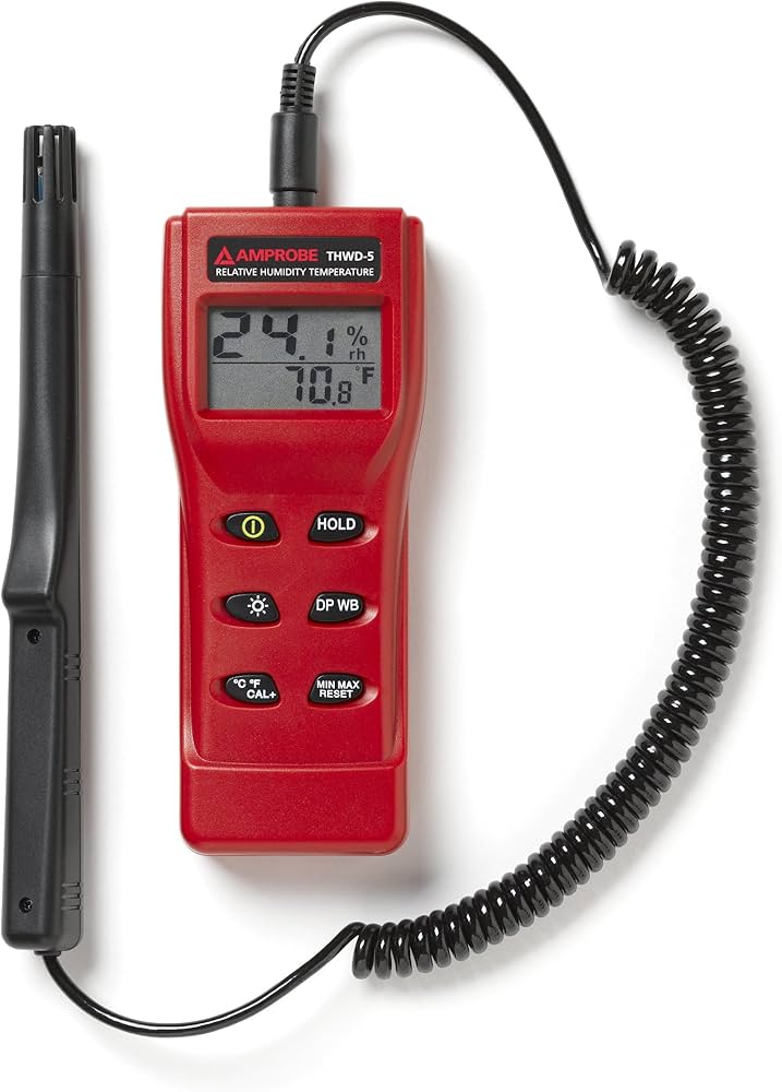 Amprobe THWD-5 Temperature and Humidity Meter (with wet bulb and dew p ...