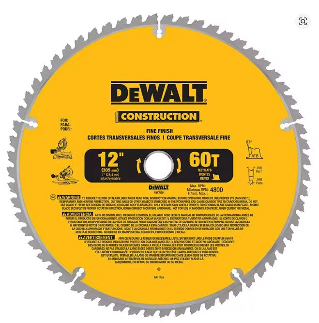 DEWALT DW3128 12" 80T Fine Finish Circular Saw Blade – Cowboy Tools